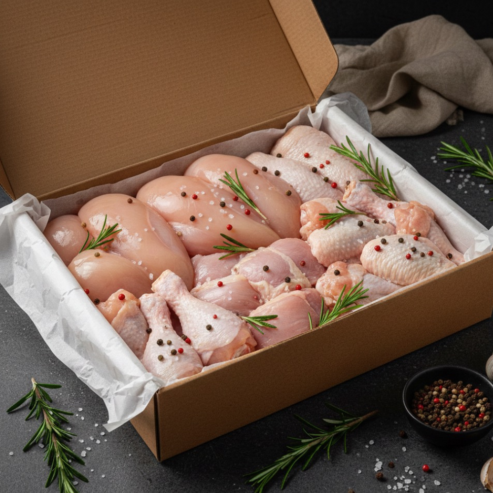 Kip Koning Box 6kg – Gevarieerde Kipbox | RundenKip.nl – Rund & Kip